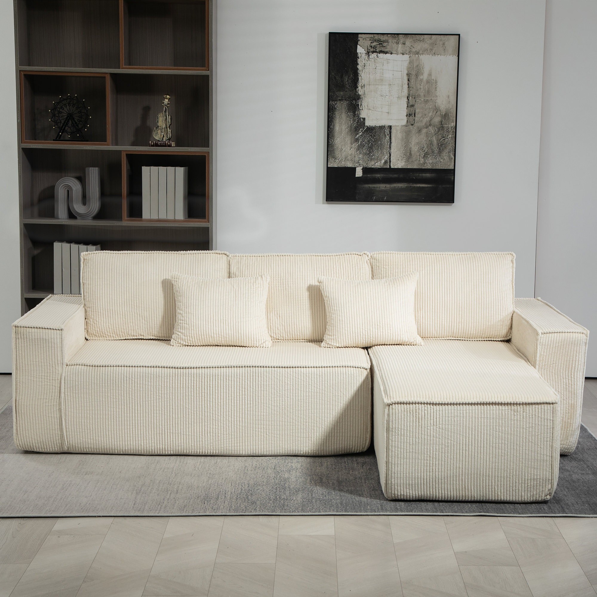 Brayden Studio® [video] l-shape modular sectional sofa: plush corduroy ...